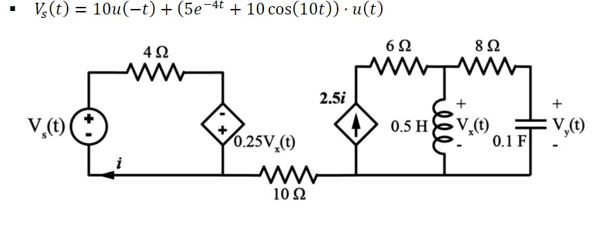 Solved In the following circuit, calculate Vy (t) using the | Chegg.com