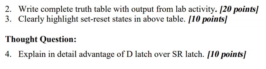 Solved 2. Write complete truth table with output from lab | Chegg.com