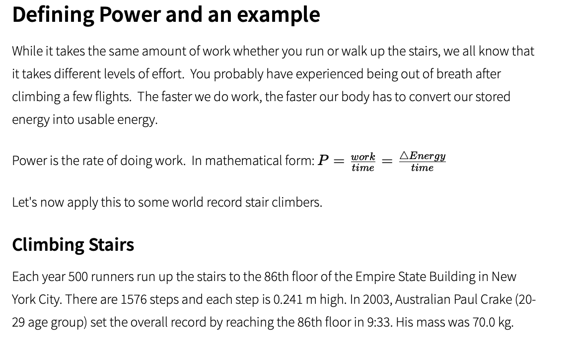Solved Defining Power and an example While it takes the same | Chegg.com
