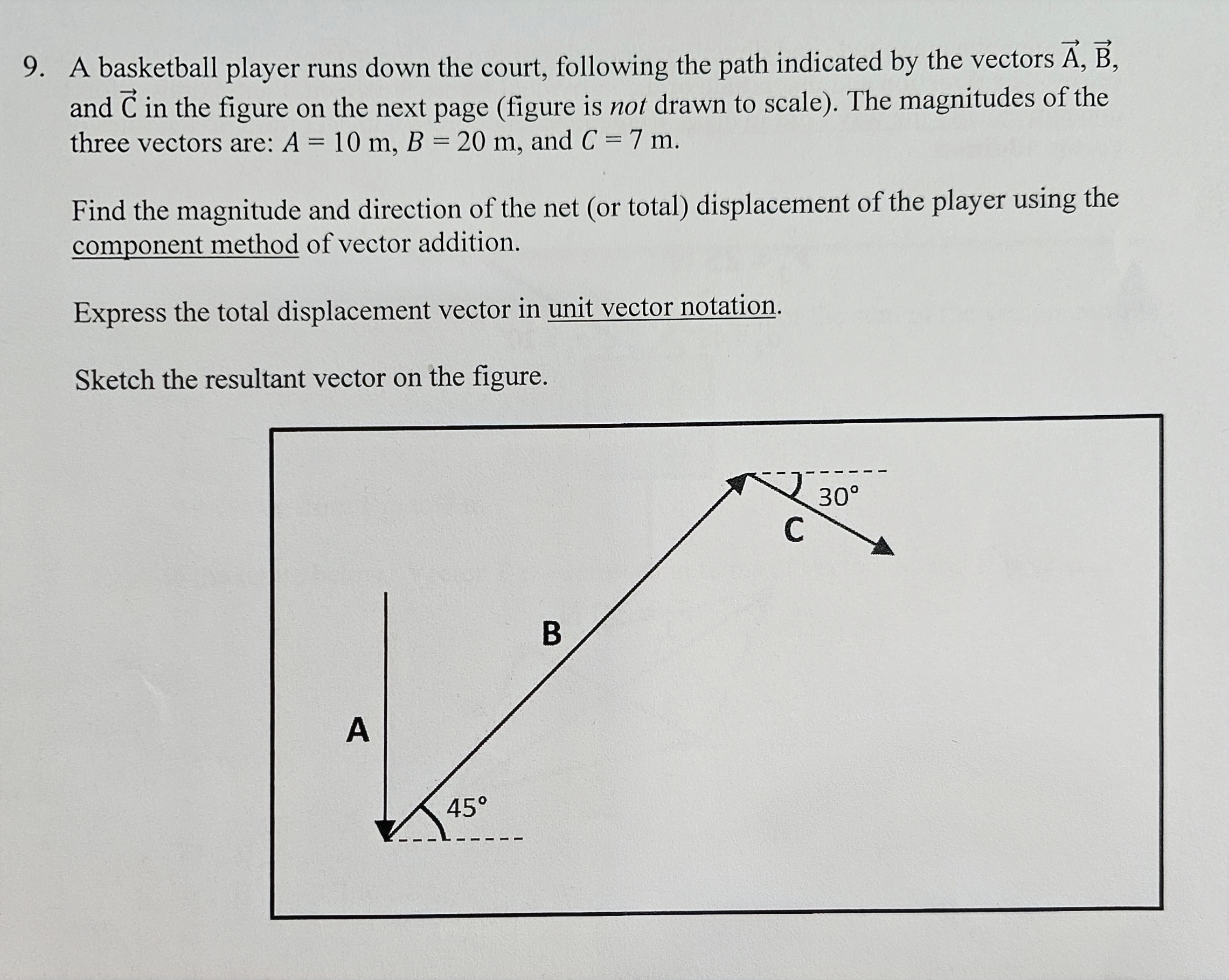 Solved 9. A basketball player runs down the court, following | Chegg.com