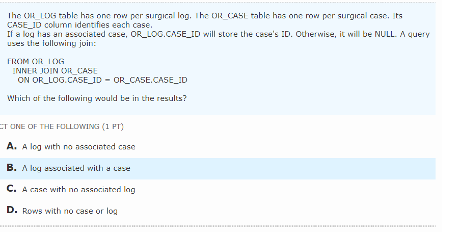 Solved The OR_LOG table has one row per surgical log. The | Chegg.com