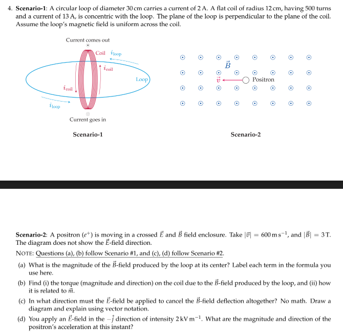 Solved Scenario-1: A circular loop of diameter 30cm ﻿carries | Chegg.com