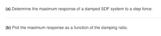 Solved (a) Determine the maximum response of a damped SDF | Chegg.com