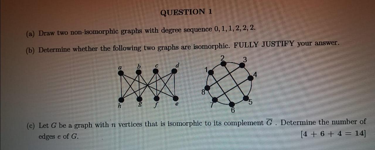 Solved A Draw Two Non Isomorphic Graphs With Degree