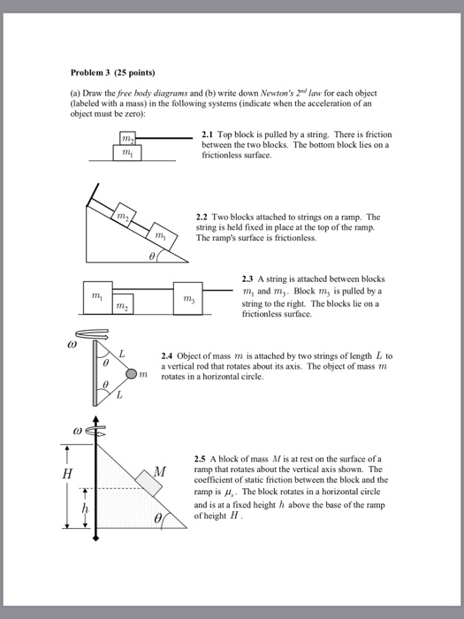 Solved Problem 3 (25 points) (a) Draw the free body diagrams | Chegg.com
