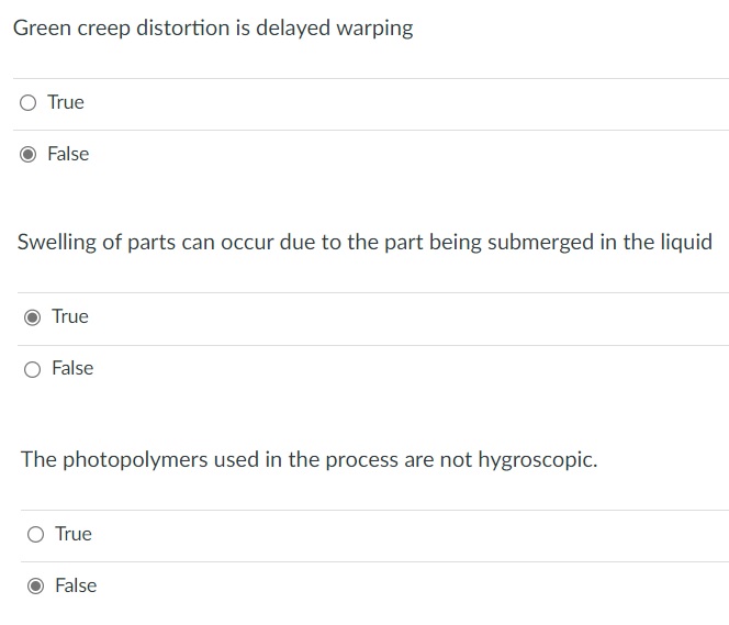 Solved Green creep distortion is delayed warping True False | Chegg.com