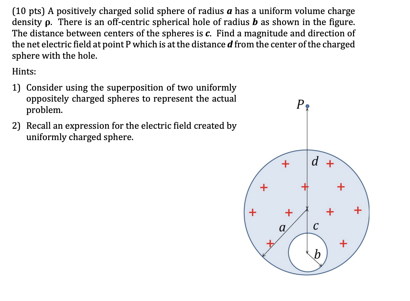 Solved (10 pts) A positively charged solid sphere of radius | Chegg.com