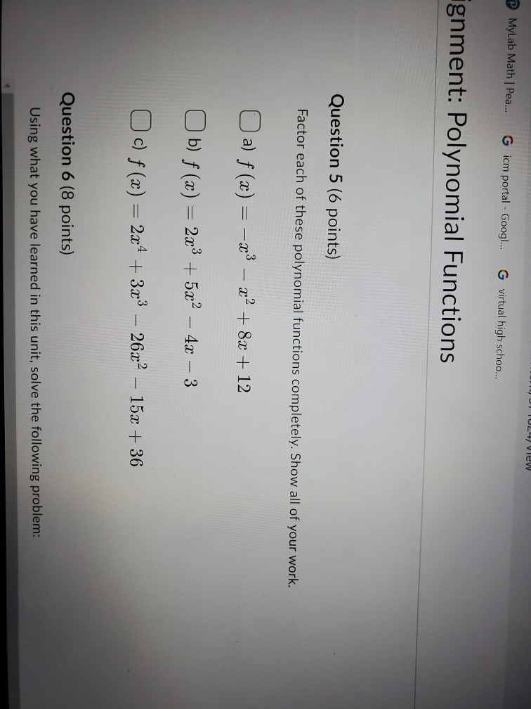 Solved: 10247 View MyLab Math | Pea... G Icm Portal - Goog... | Chegg.com