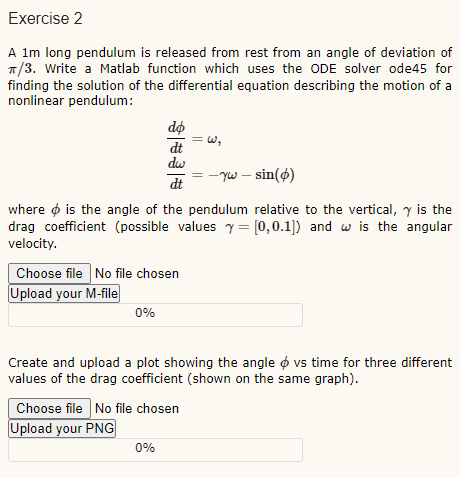 Solved Exercise 2 والفا = A 1m long pendulum is released | Chegg.com