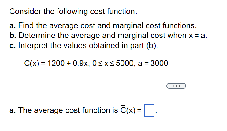 Solved Consider The Following Cost Function A Find The