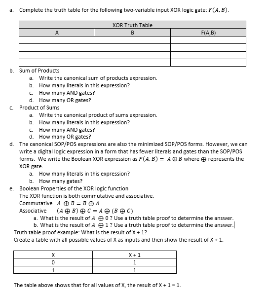 Solved a. Complete the truth table for the following | Chegg.com