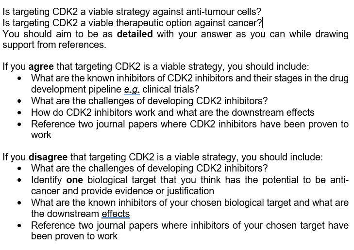 Solved Is targeting CDK2 a viable strategy against | Chegg.com