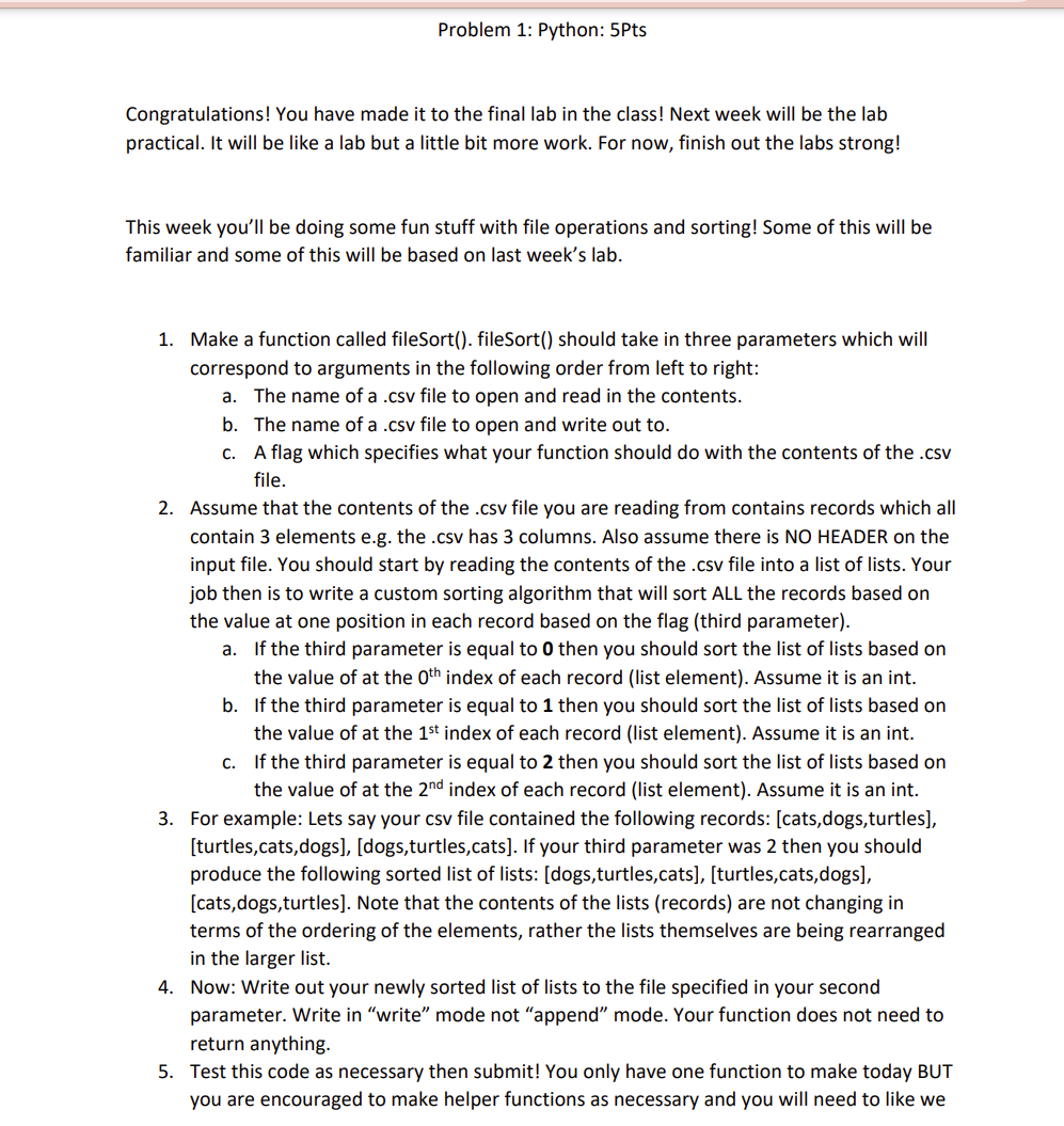 Solved Congratulations! You have made it to the final lab in | Chegg.com