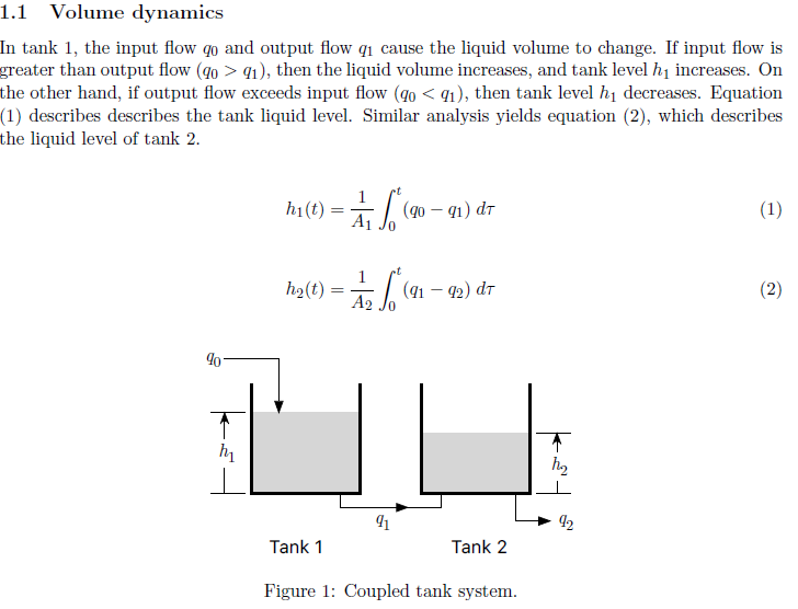 Solved 1.1 Volume dynamics In tank 1, the input flow qo and | Chegg.com