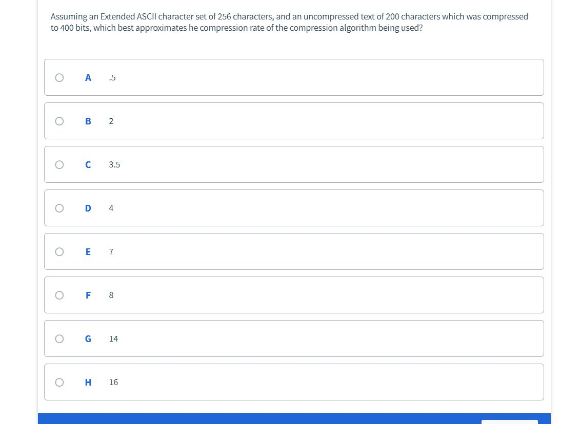 Assuming an Extended ASCII character set of 256 | Chegg.com