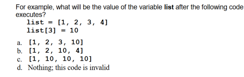Solved For example, what will be the value of the variable | Chegg.com