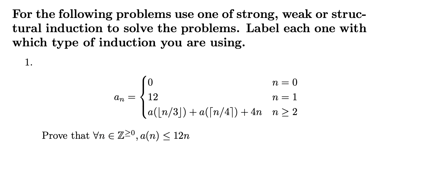 Solved For the following problems use one of strong, weak or | Chegg.com