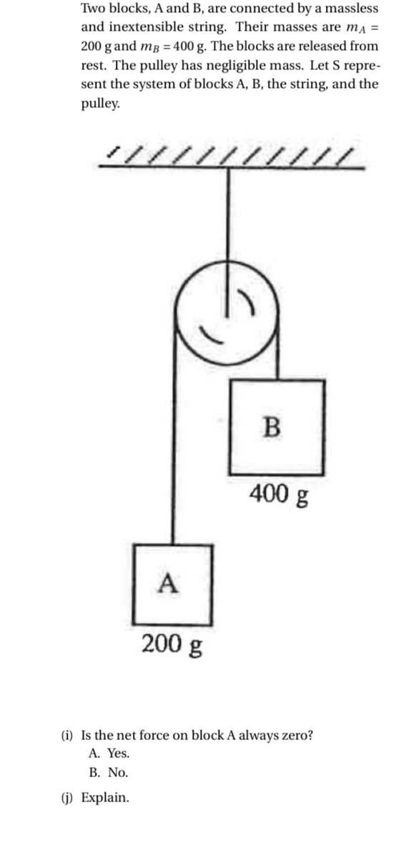 Solved Two blocks, A and B, are connected by a massless and | Chegg.com
