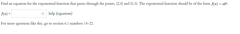 Solved Find an equation for the exponential function that | Chegg.com