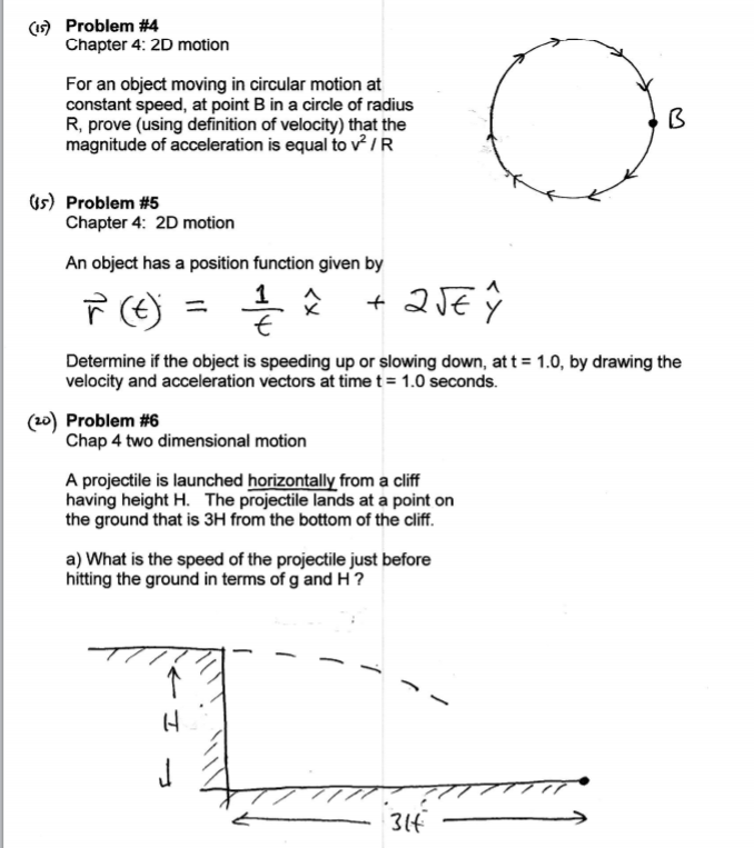 Solved (15) Problem #4 Chapter 4: 2D motion For an object | Chegg.com