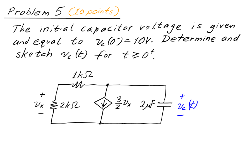 Solved Problem 5 (10 points) The initial capacitor voltage | Chegg.com