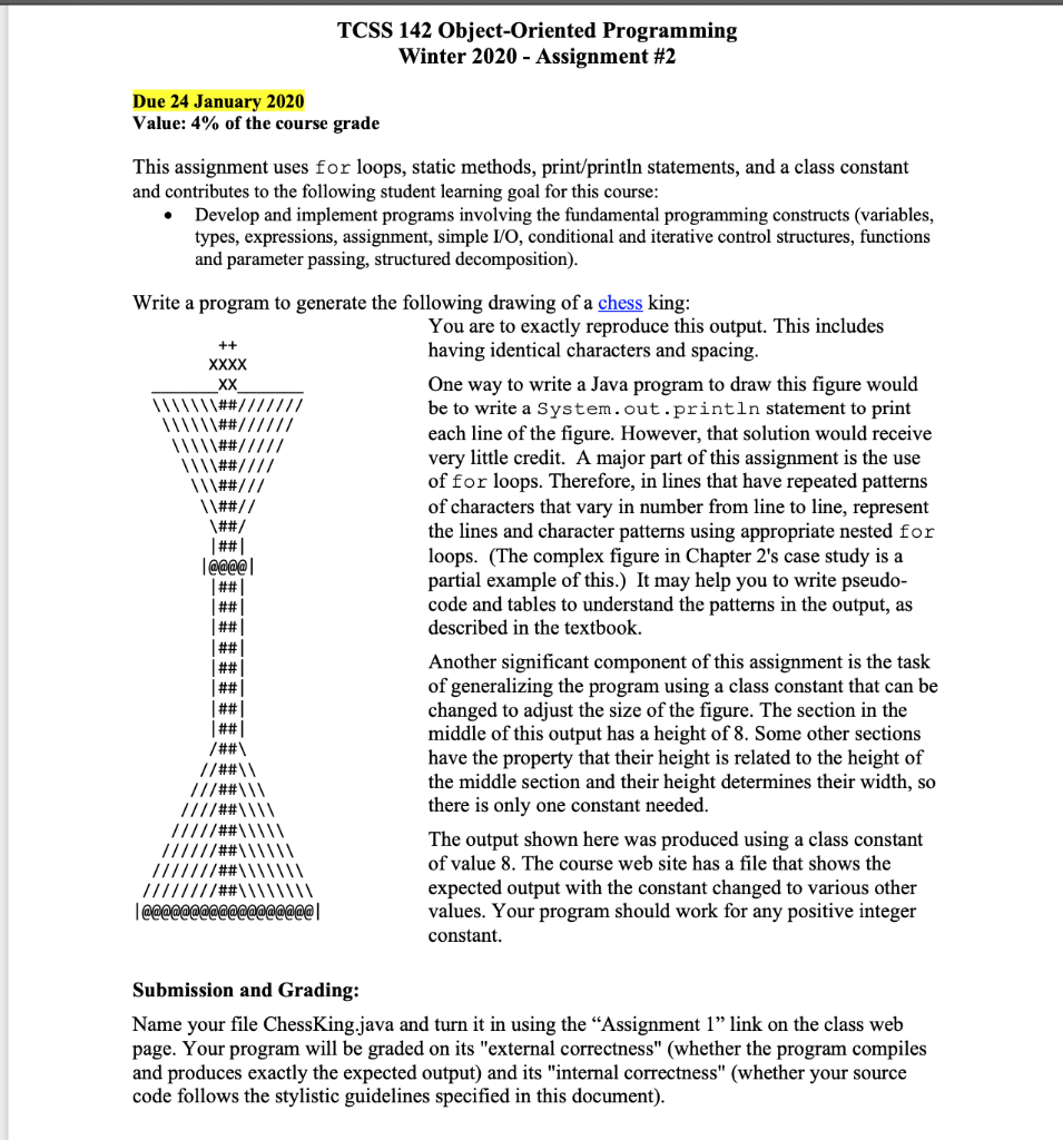 Solved TCSS 142 Object-Oriented Programming Winter 2020 - | Chegg.com