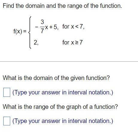 Solved Find the domain and the range of the function. | Chegg.com