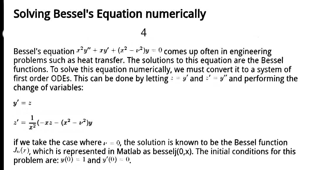 Solved Solving Bessel's Equation numerically 4 Bessel's | Chegg.com