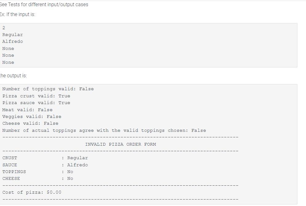Solved 6.21 LAB: Pizza Order Form A local pizza shop is | Chegg.com