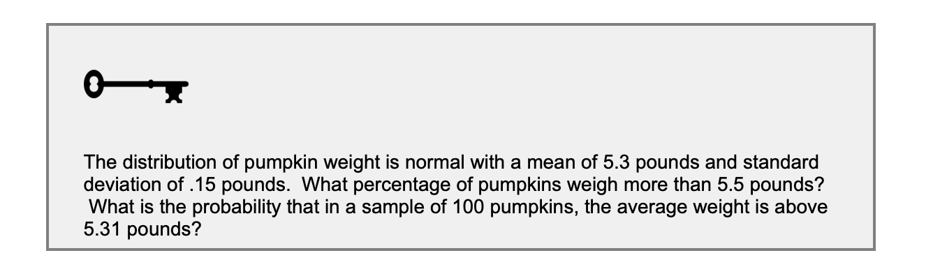 Solved The distribution of pumpkin weight is normal with a | Chegg.com