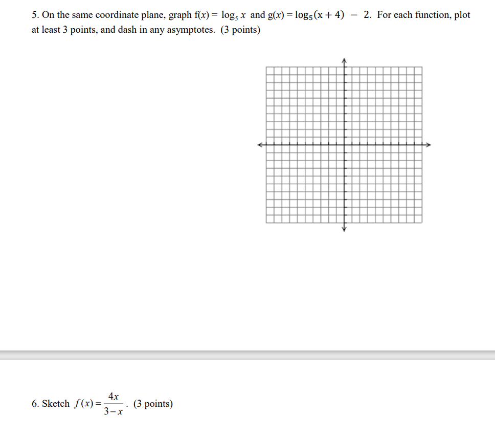 Solved 5. On the same coordinate plane, graph f(x)=log5x and | Chegg.com