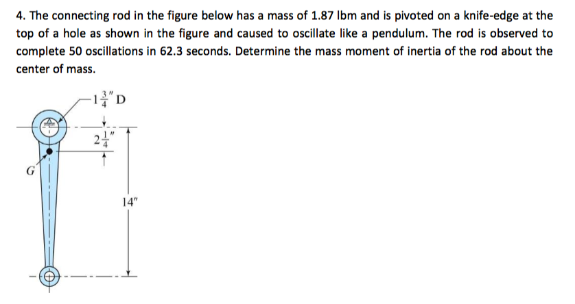 Solved 4. The connecting rod in the figure below has a mass | Chegg.com