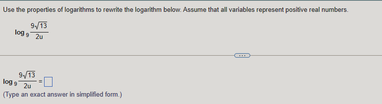 Solved Use the properties of logarithms to rewrite the | Chegg.com