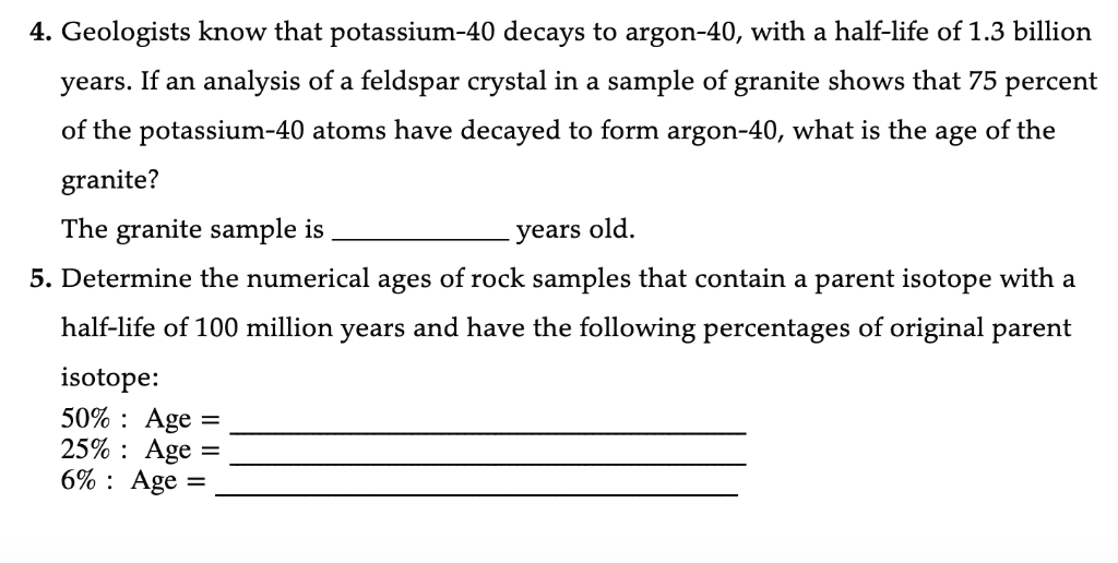 Solved 3. What percentage of the original parent isotope | Chegg.com