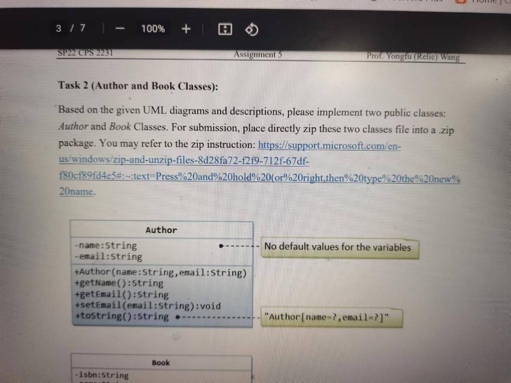 Solved 3 / 7 100% + SP22 CPS 2231 Assignment 5 Prof. Yongfu | Chegg.com