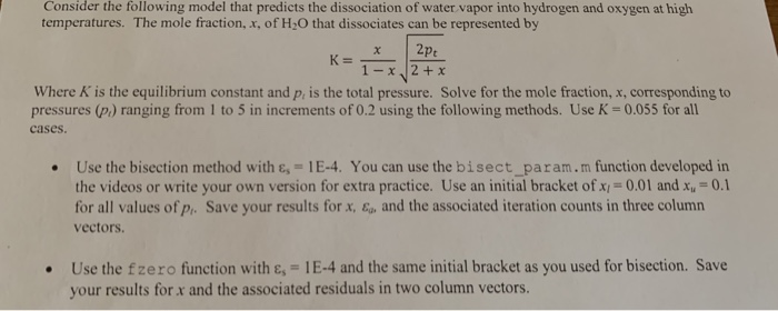 Solved Answer in matlab code and use section bisect_param.m | Chegg.com