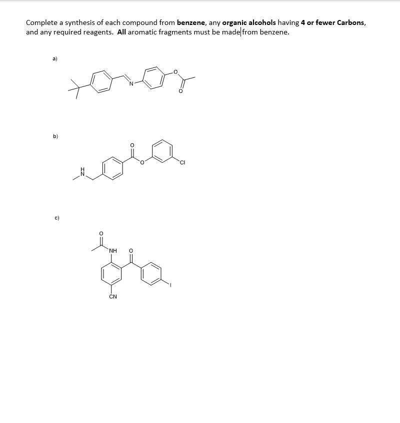 Solved Complete a synthesis of each compound from benzene, | Chegg.com