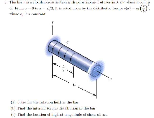 Solved 6. The bar has a circular cross section with polar | Chegg.com