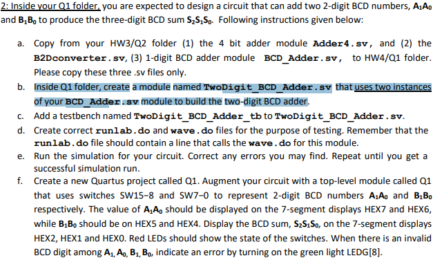 2: Inside your Q1 folder, you are expected to design | Chegg.com