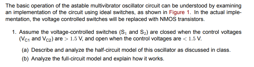 Figure 3: Multivibrator half-circuit.Figure 1: | Chegg.com