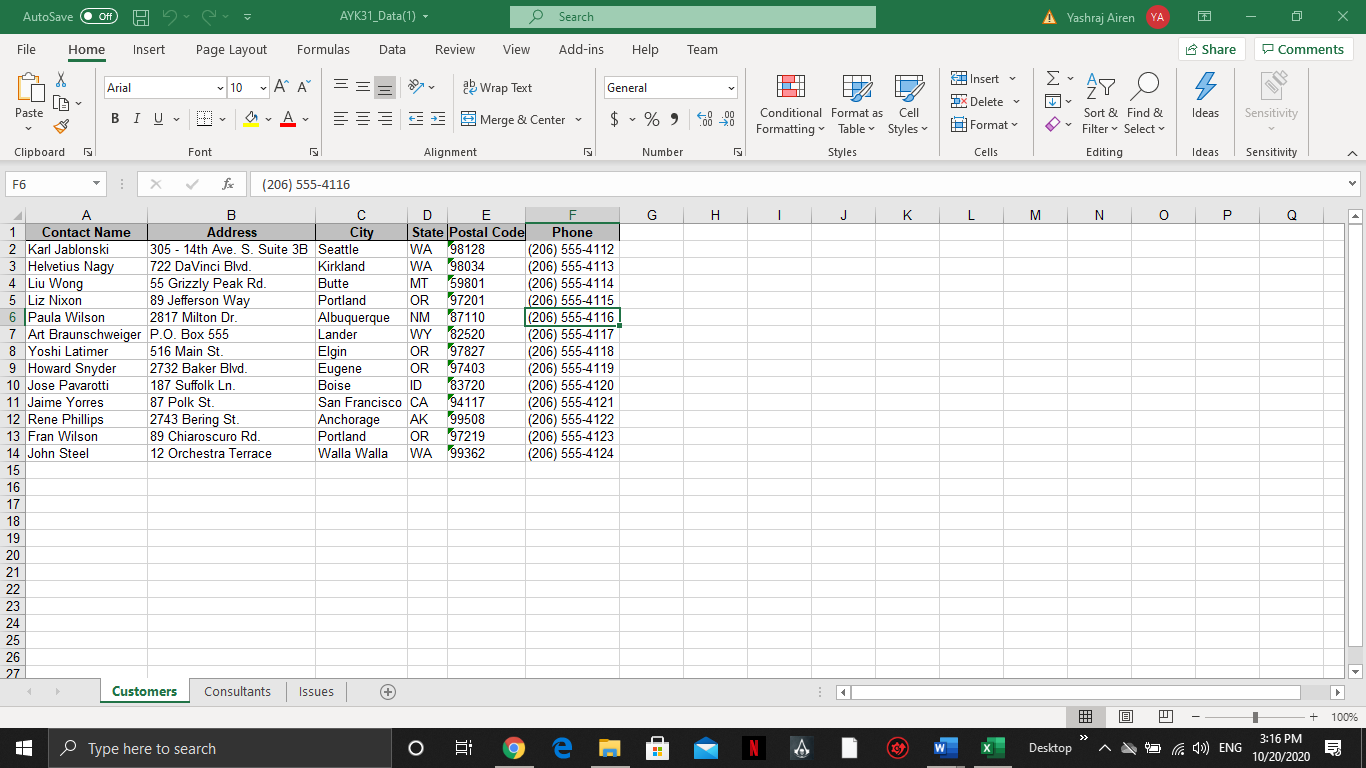 Solved AutoSave Off Have AYK31_Data(1) - Search A Yashraj | Chegg.com