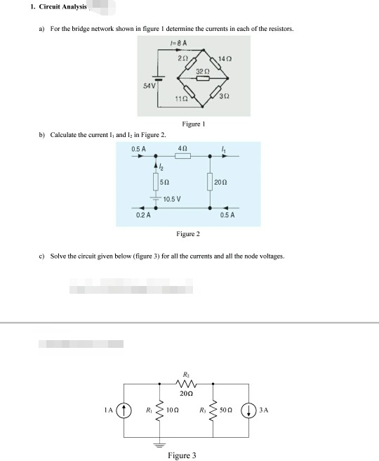 Solved I. Circuit Analysis a) For the bridge network shown | Chegg.com