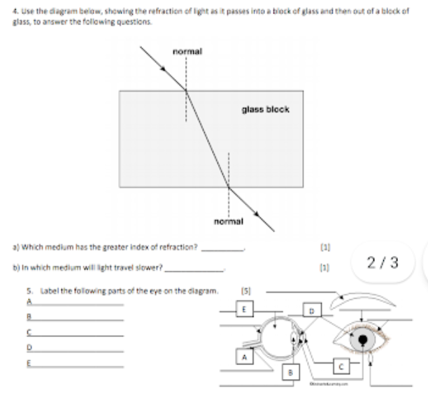 Solved 4. Use the diagram below, showing the refraction of | Chegg.com