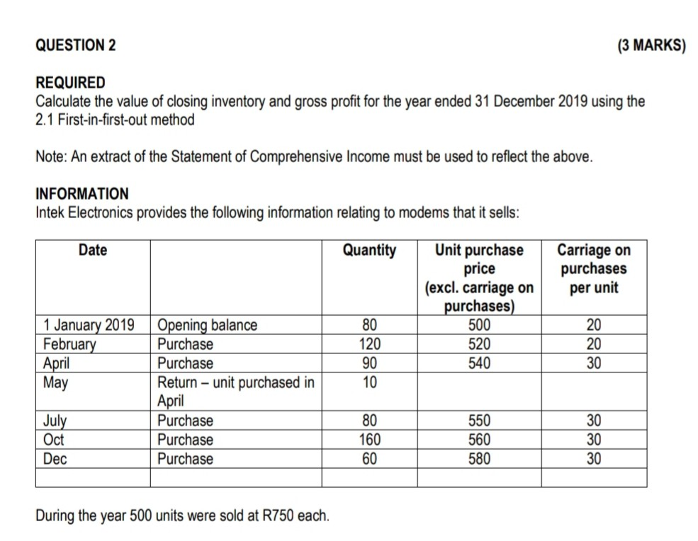 Solved QUESTION 2 (3 MARKS) REQUIRED Calculate the value of | Chegg.com