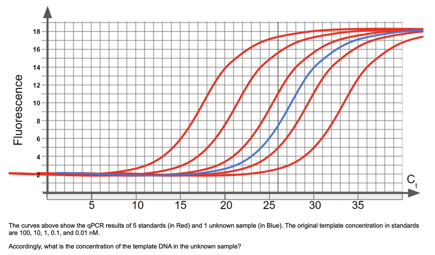 Solved The curves above show the qPCR results of 5 standards | Chegg.com