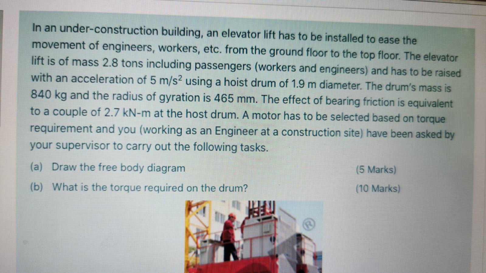 Solved In an under-construction building, an elevator lift | Chegg.com