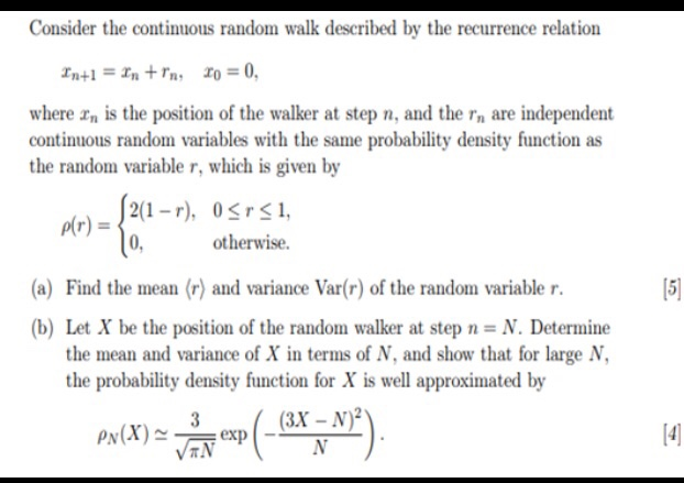 Solved Consider the continuous random walk described by the | Chegg.com