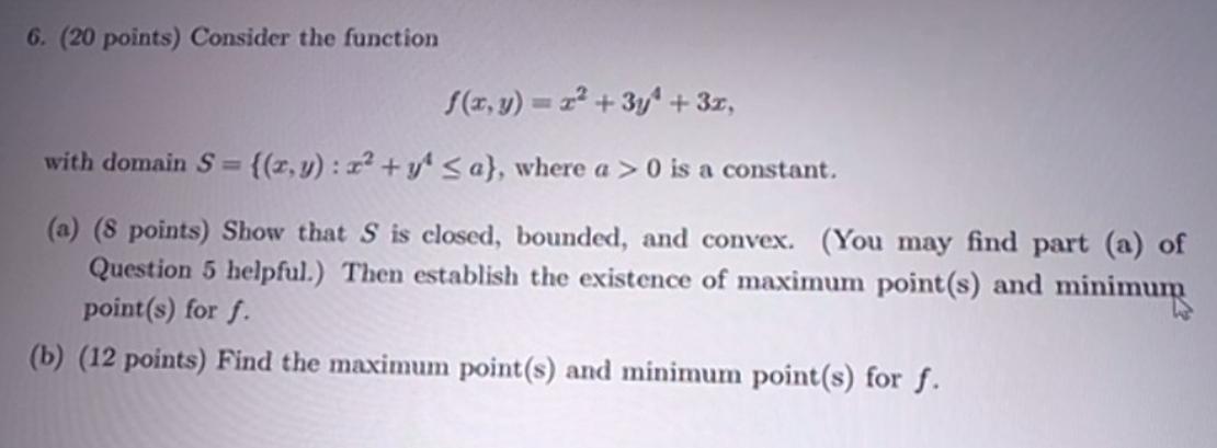 Solved 6. (20 points) Consider the function f(x, y) = 22 + | Chegg.com