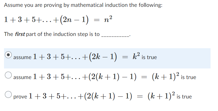 Solved Assume you are proving by mathematical induction the | Chegg.com