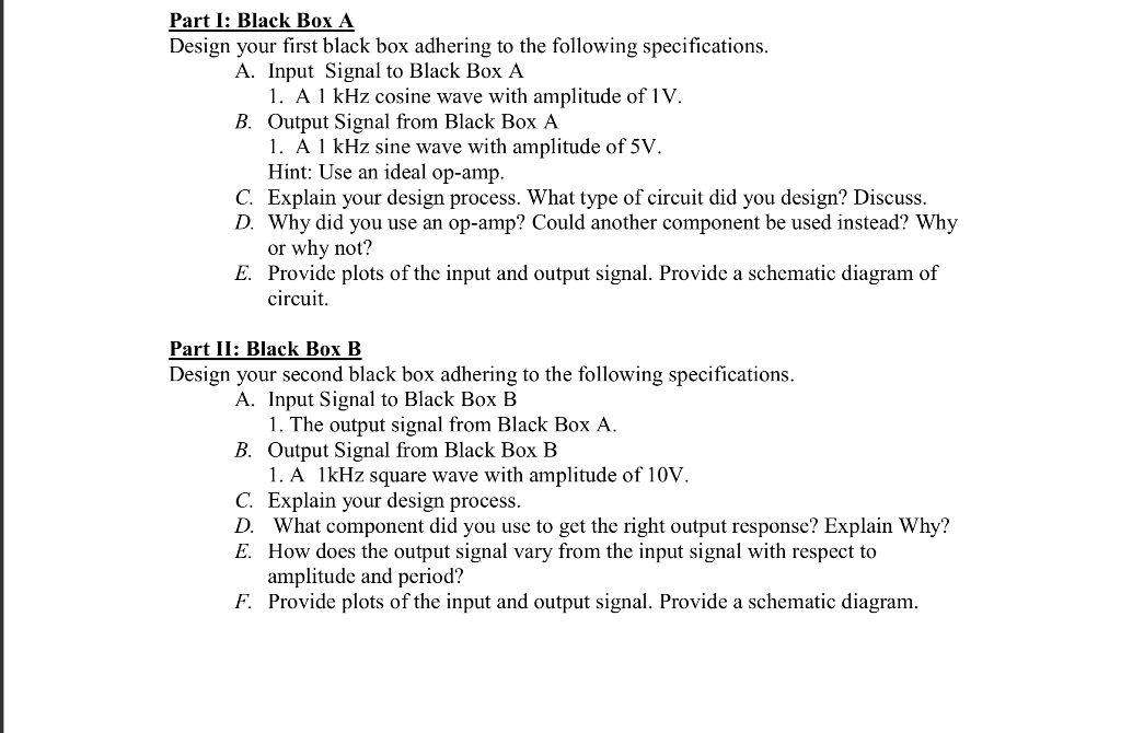 Solved Part I: Black Box A Design your first black box | Chegg.com